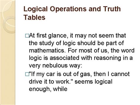 Logic UNIT Logical Operations And Truth Tables