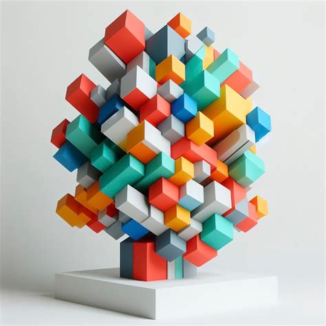 Premium Photo Abstract Colorful Cube Shape Sculpture