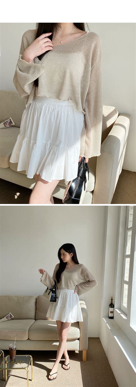 쁘띠아모 루쉘딩 벤딩 플레어 미니 스커트 3color