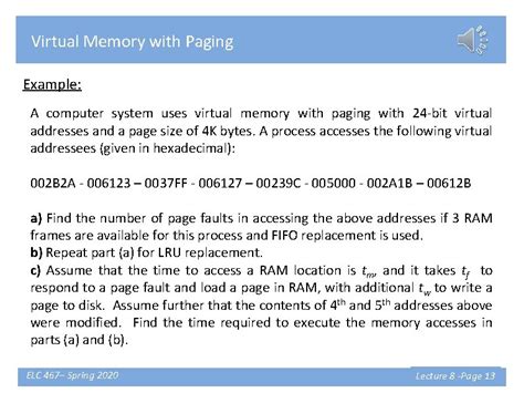 Virtual Memory With Paging Example A Computer System