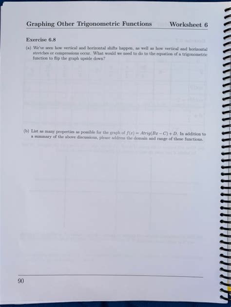 Solved Graphing Other Trigonometric Functions Worksheet 6