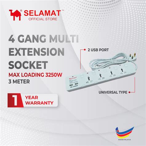 Selamat Gang Multi Universal Usb Extension Socket With Usb Port M Lazada