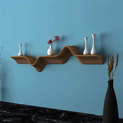 Handmade Parametric Wood Floating Shelf Modern Wall Decor Etsy
