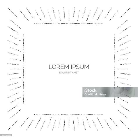 거친 질감의 프레임 블랙 스티플 도트 태양 광선 분리기 및 분배기 노이즈 도트 광선 프레임 벡터 배경 가리키기에 대한 스톡 벡터