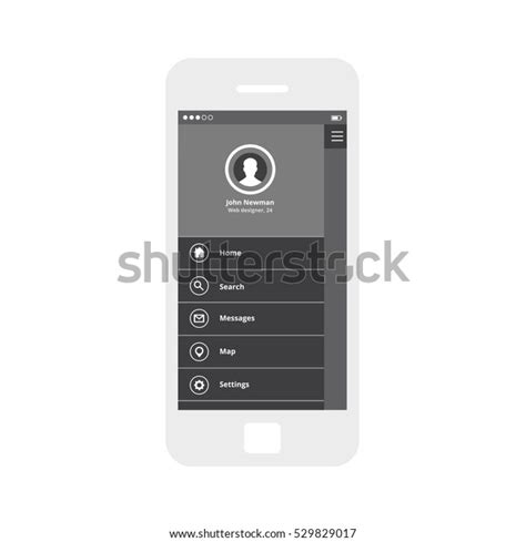 Mobile App Single Screen Ui Kit Sidebar Profile Menu Screen