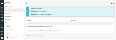 api settings