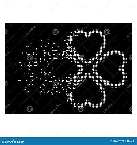 White Decomposed Pixelated Halftone Sinusoid Plot Icon Vector