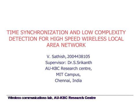Ppt Time Synchronization And Low Complexity Detection For High Speed