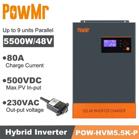 Powmr 5500w 48v Hybrid Inverter Built In Mppt 80a Solar Controller Max