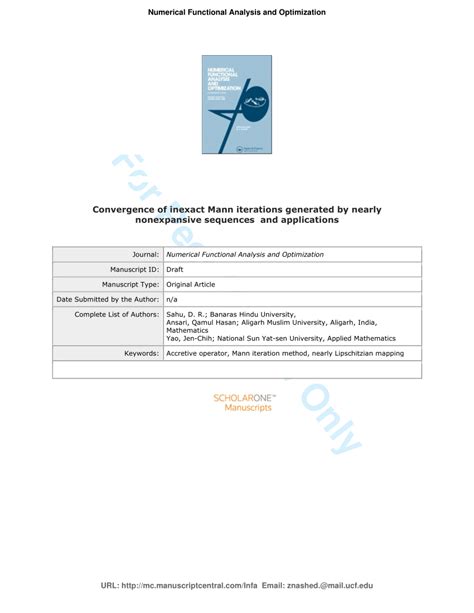 Pdf Convergence Of Inexact Mann Iterations Generated By Nearly Nonexpansive Sequences And