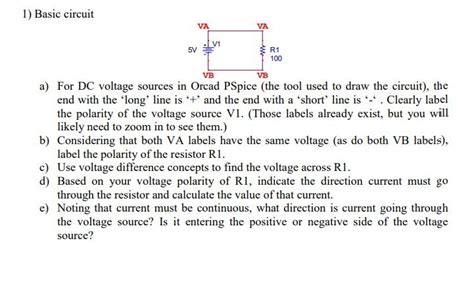 Solved 1 Basic Circuit A For DC Voltage Sources In Orcad Chegg Com