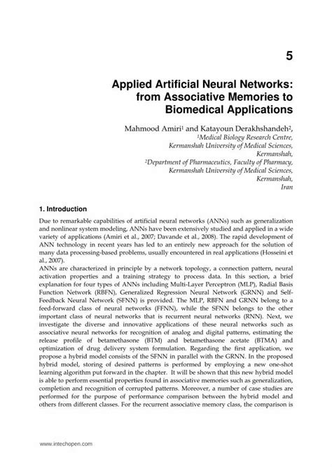 Pdf Applied Artificial Neural Networks From Associative · Applied Artificial Neural Netw