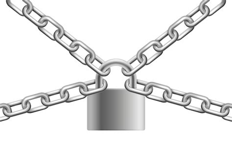 Premium Vector Chrome Plated Metal Chain And Padlock Vector Illustration