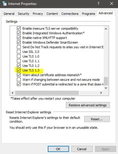 How To Enable Tls 1 3 In Windows 10 Technoresult