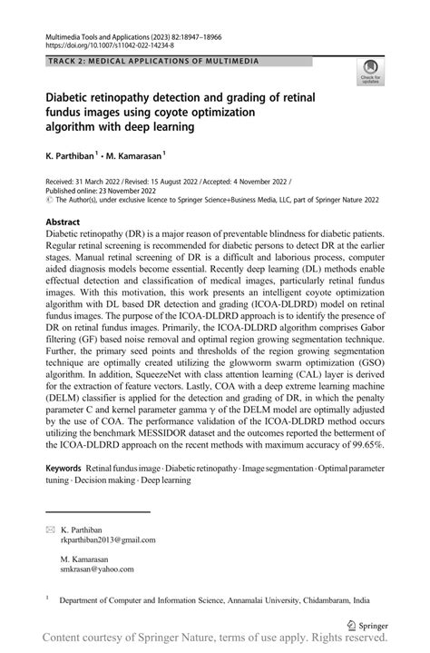 diabetic retinopathy detection and grading of retinal fundus images