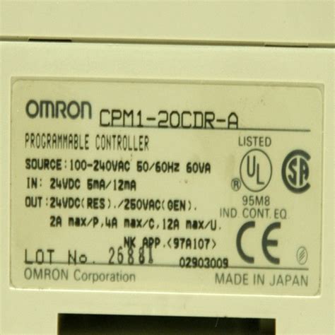 Omron Cpm1 20cdr A Sysmac Programmable I O Controller 100 240vac Module Din Rail
