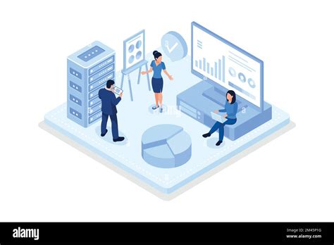 Business Characters Using Remote Servers To Analyzing Large Sets Of Data And Recognizing