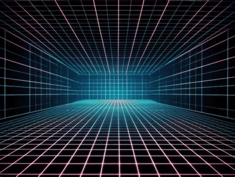 Premium Ai Image Perspective Grid Abstract Retro Background Created With Generative Ai Technology