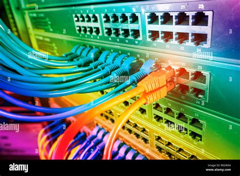 Information Technology Computer Network Telecommunication Ethernet Cables Connected To Internet