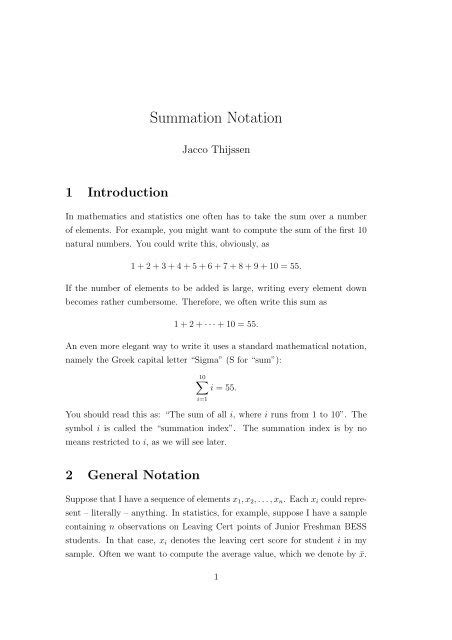 Summation Notation
