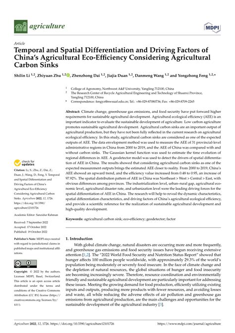 Pdf Temporal And Spatial Differentiation And Driving Factors Of Chinas Agricultural Eco