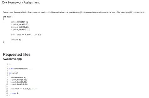 Solved C Homework Assignment Derive Class Awesomevector