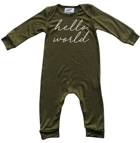 Hello World Script Long Sleeve Silky Baby Romperhat Etsy