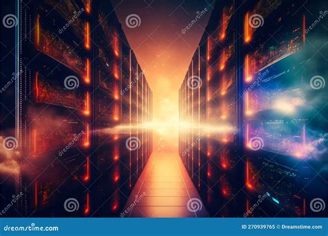 server room data center with cinematic lighting generative ai stock