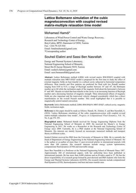 Pdf Lattice Boltzmann Simulation Of The Cubic Magnetoconvection With Coupled Revised Matrix
