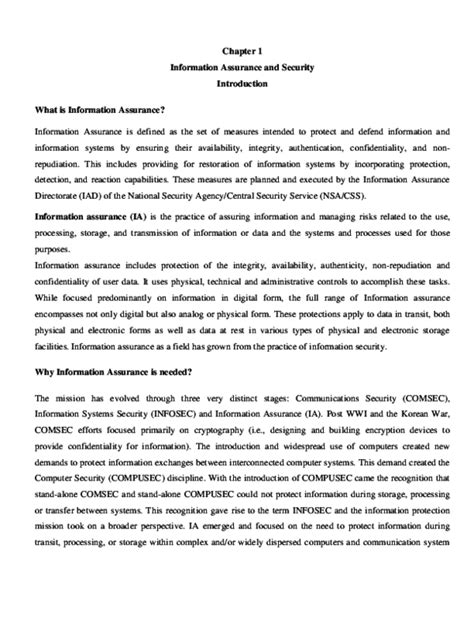 Pdf Chapter 1 Information Assurance And Security
