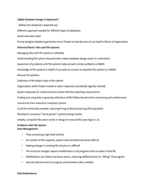 1 Why Database Design Is Important Pdf Databases Computer File