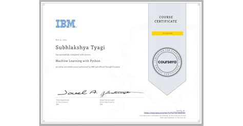 Subhlakshya Tyagi On Linkedin Completion Certificate For Machine Learning With Python