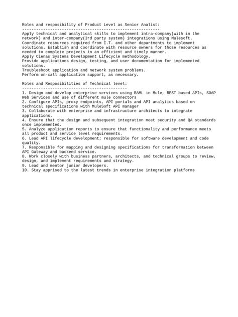 Mulesoft Roles And Resposibilities Pdf