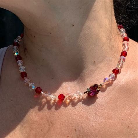 Vintage Crystal Bead Necklace Etsy