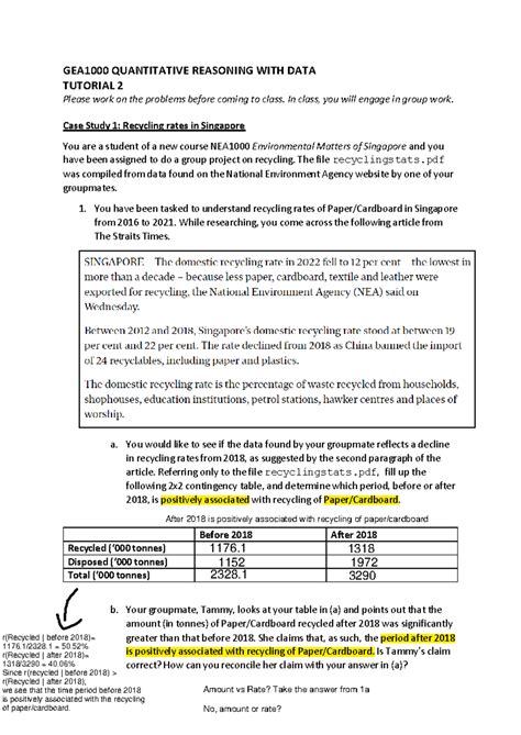 Tutorial 2 2425 Gea1000 Quantitative Reasoning With Data Tutorial 2