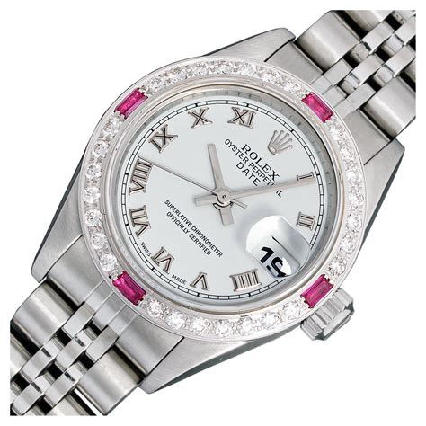 Rolex Lady Datejust White Roman Dial Steel And 18k Gold Diamond Ruby