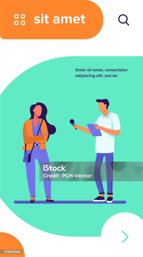 젊은 여성을 인터뷰하는 남성 기자 개념에 대한 스톡 벡터 아트 및 기타 이미지 개념 공연 남성 Istock