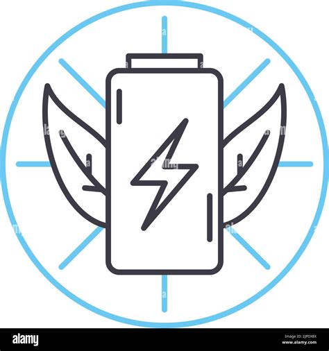 Green Battery Line Icon Outline Symbol Vector Illustration Concept Sign Stock Vector Image