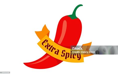 고추 고추의 벡터 일러스트레이션 고립 된 바크그라운드에 리본이있는 붉은 칠리 고추의 벡터 아이콘 건강한 식생활에 대한 스톡 벡터 아트 및 기타 이미지 Istock