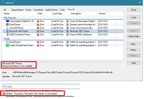 Net Add In Parser Not Loaded In Passolo 2022 V2201160 2 Net