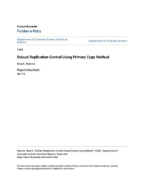 Pdf Robust Replication Control Using Primary Copy Method