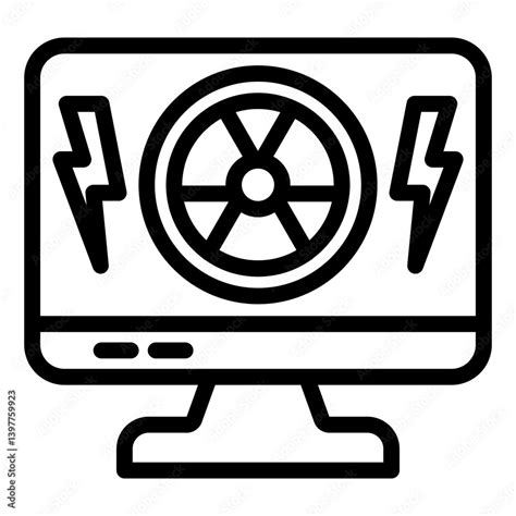 Monitor Screen And Radiation Seal Line Icon Atomic Energy Concept