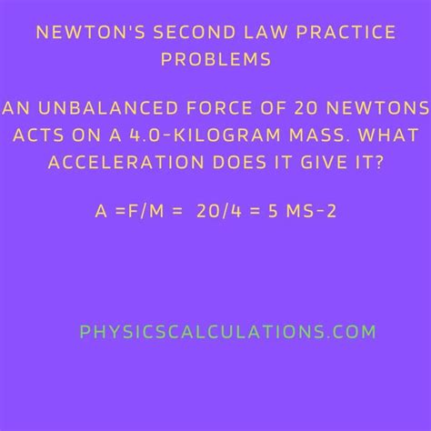 Newtons Second Law Practice Problems