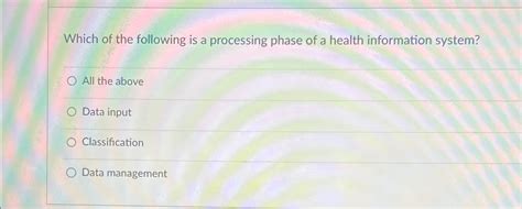 Solved Which Of The Following Is A Processing Phase Of A