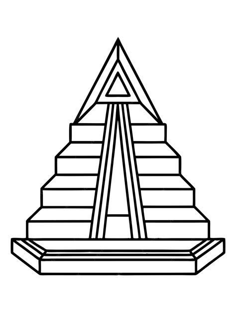 터 디자인으로 어린이와 성인을 위한 피라미드 구조 컬러링 책 페이지 프리미엄 Ai 생성 벡터