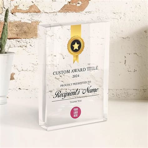 Acrylic Achievement Award Plaque Custom Corporate Award