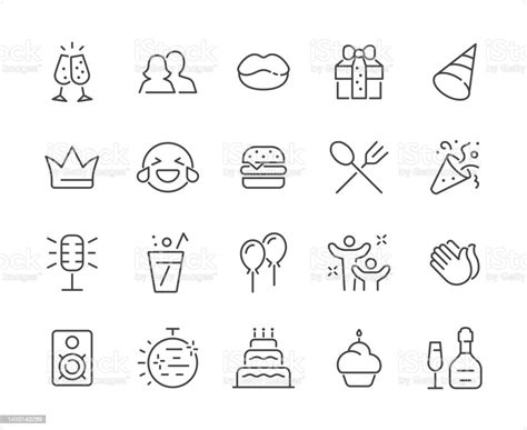 파티 테마 아이콘 세트 편집 가능한 스트로크 무게 픽셀 완벽한 아이콘 편집 가능한 스트로크에 대한 스톡 벡터 아트 및 기타 이미지 편집 가능한 스트로크 아이콘 박수