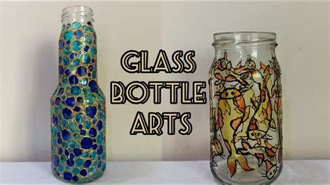 Glass Bottle Arts Bottle Art By Glass Color Old Glass Bottle Craft Easy Glass Color Design