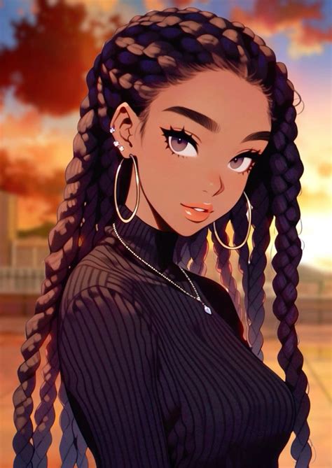 Black Baddie Anime Pfp Black Women Art Cute Drawings Female Art