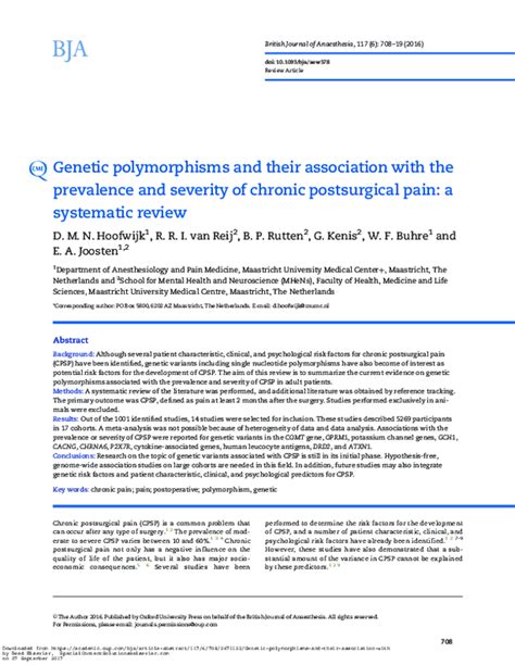 Pdf Genetic Polymorphisms And Their Association With The Prevalence And Severity Of Chronic
